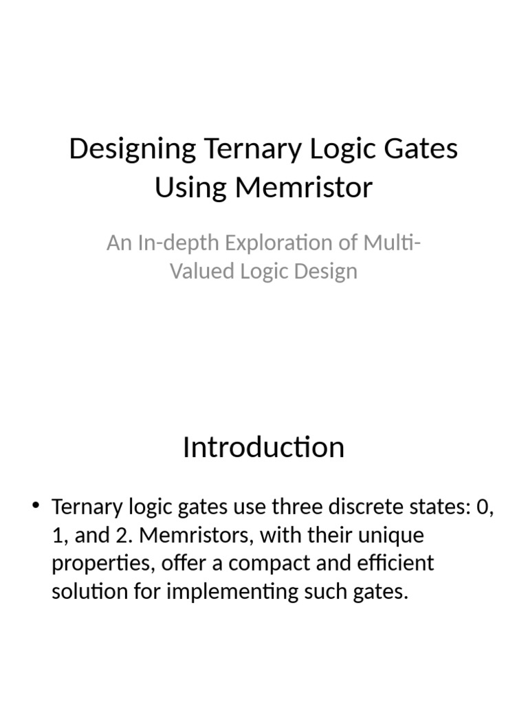 Ternary_Logic_Gates_Using_Memristor | PDF | Logic Gate | Electronic ...