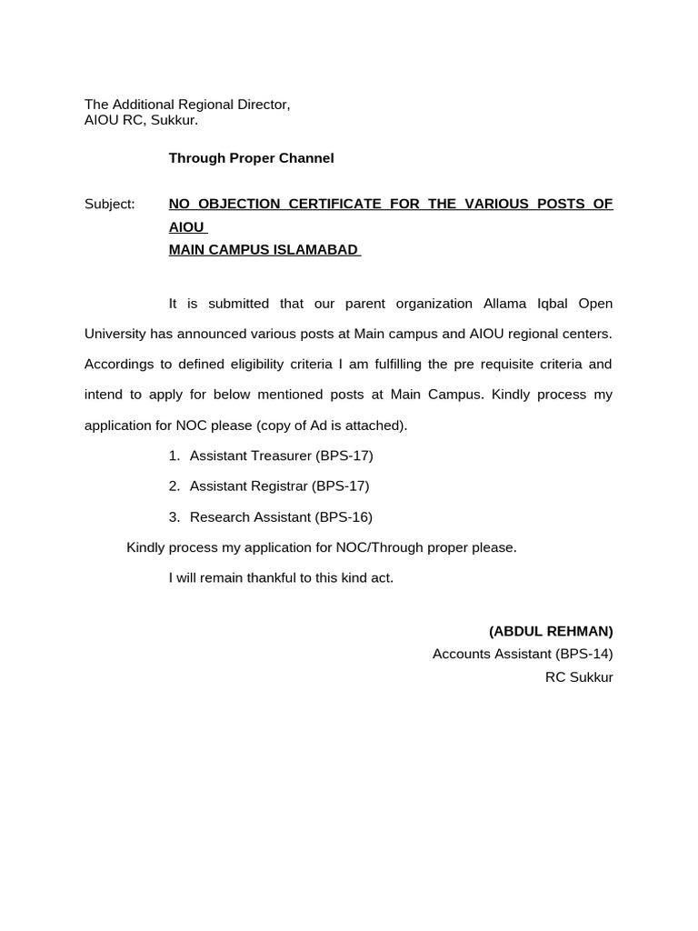 NOC application | PDF