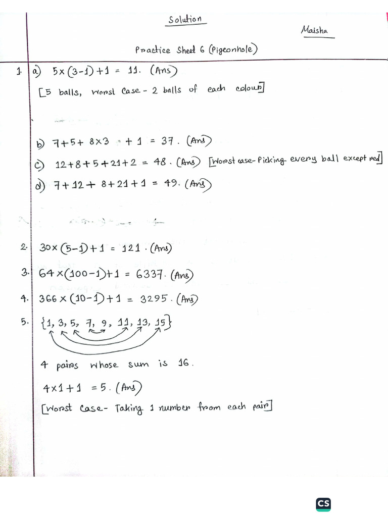 Solution PS6-Pigeonhole | PDF