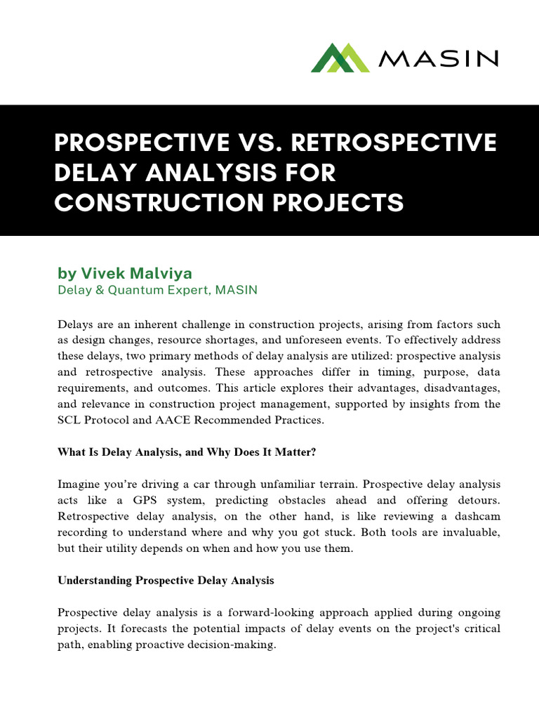 Delay Analysis: Prospective vs. Retrospective | PDF | Forecasting ...