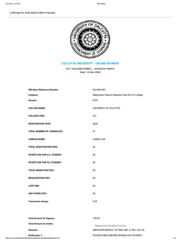 SB Collect REG | PDF | Fee | Financial Services
