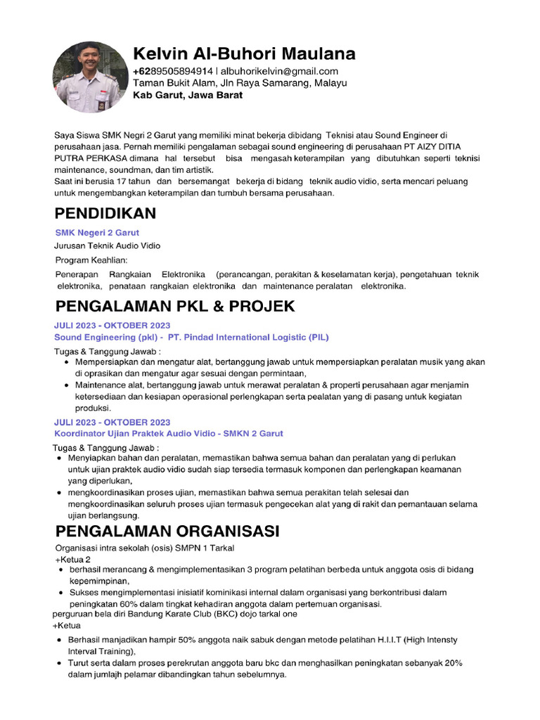 Curriculum Vitae Kelvin | PDF