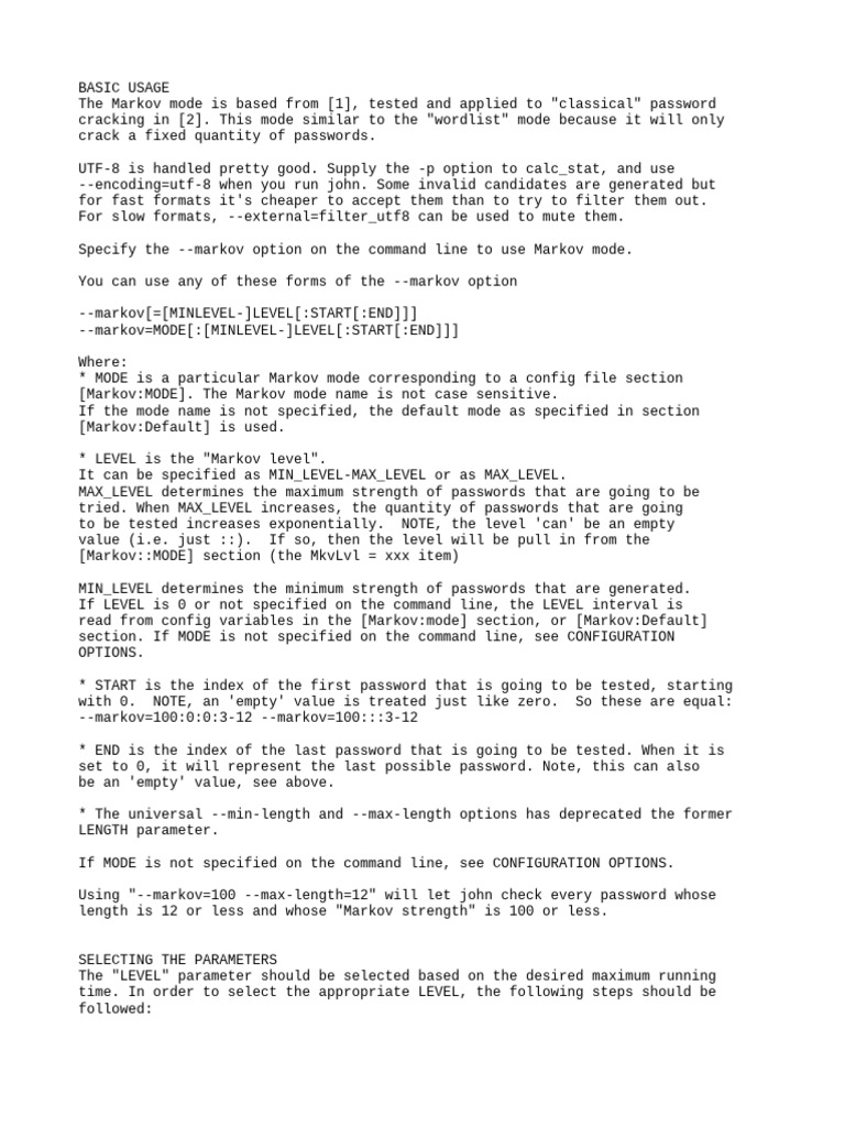 MARKOV | PDF | Command Line Interface | Parameter (Computer Programming)