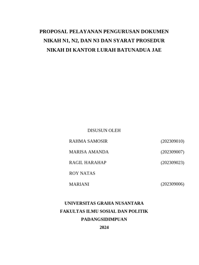 Proposal Pelayanan Pengurusan Dokumen Nikah | PDF