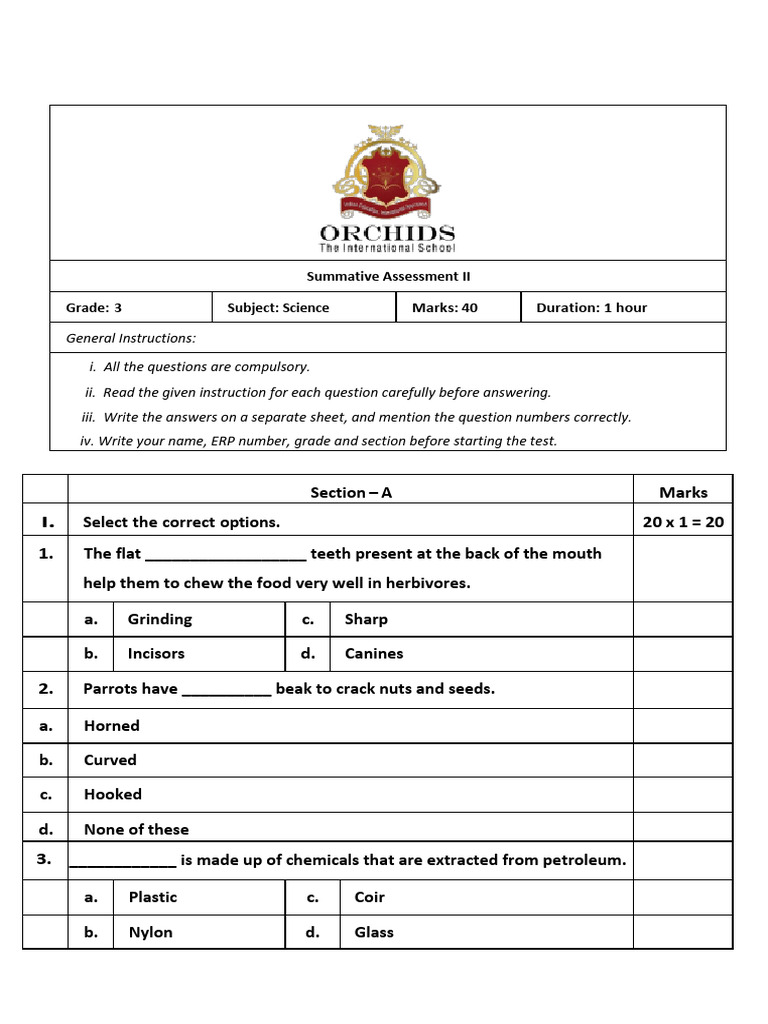 Grade 3 Science Assessment Overview | PDF | Foods | Birds