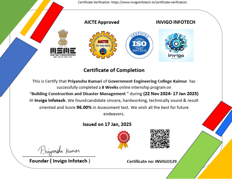 Certificate of Completion - Invigo Infotech | PDF