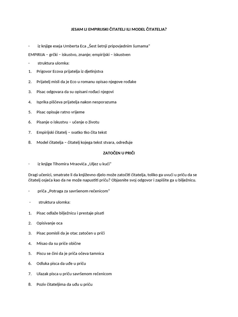 JESAM LI EMPIRIJSKI ČITATELJ ILI MODEL ČITATELJA | PDF