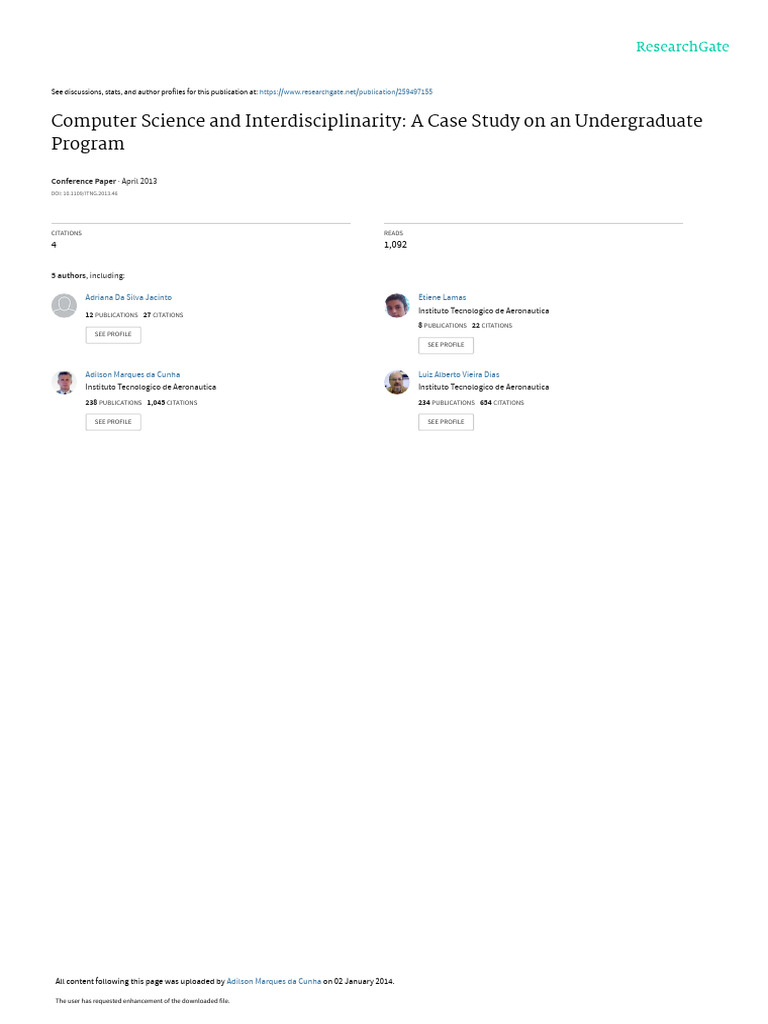 Computer Science and Interdisciplinarity - A Case Study On An ...
