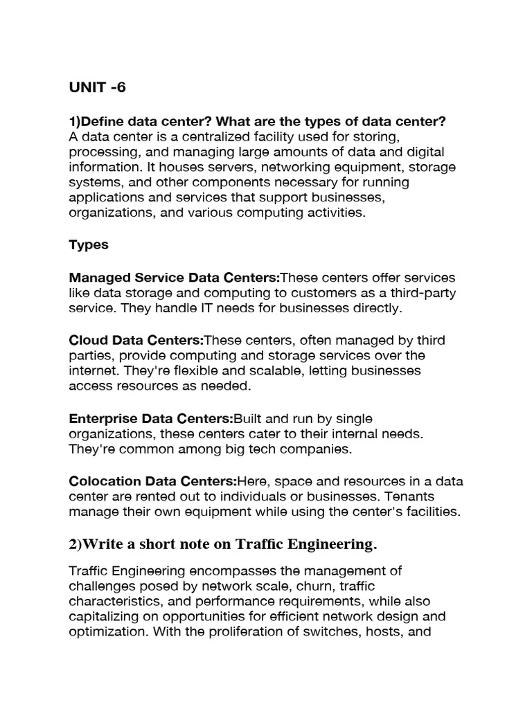 SDN Unit 3 | PDF | Computer Network | Data Center