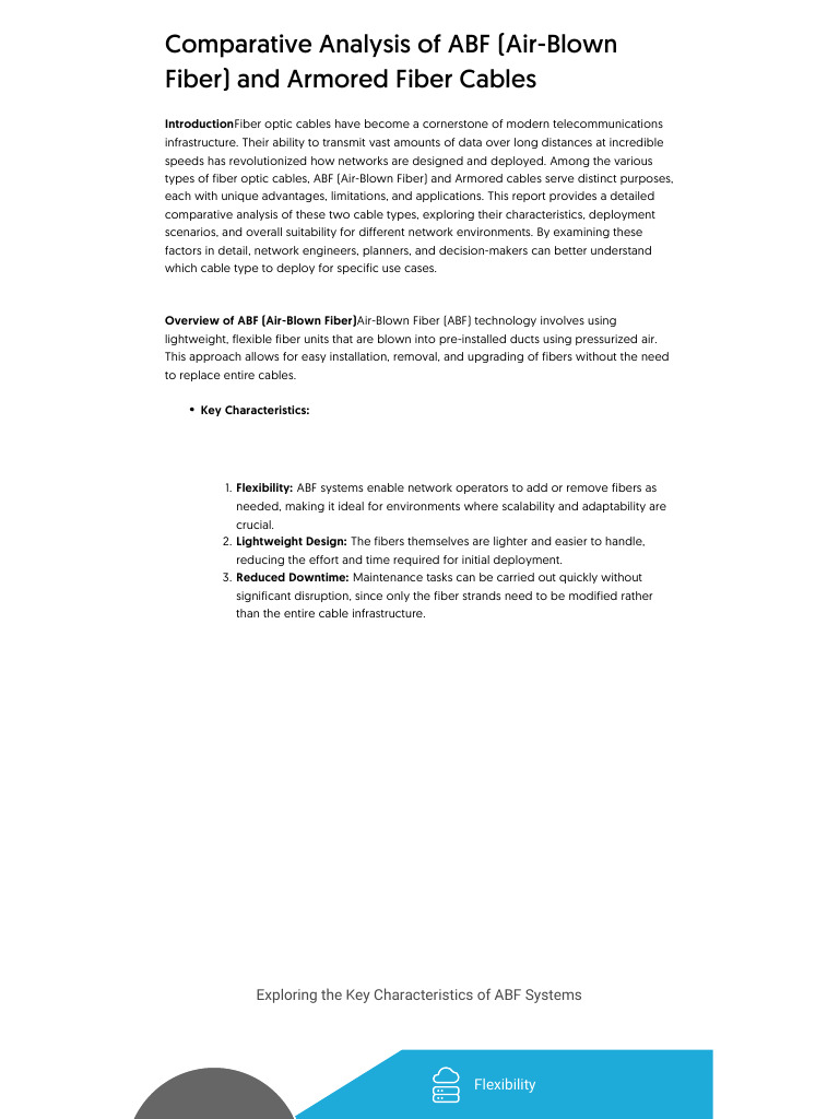 Comparative Analysis of ABF (Air-Blown Fiber) and Armored Fiber Cables (1) | PDF | Optical Fiber ...