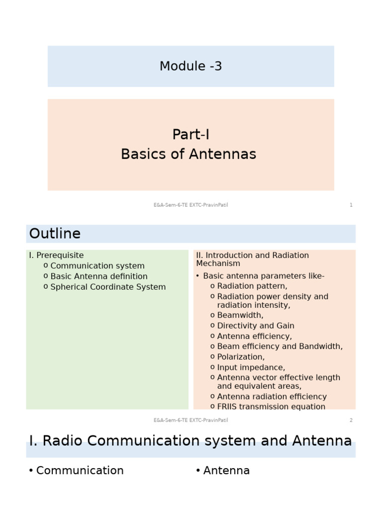 Basics of Antennas and Parameters | PDF | Antenna (Radio) | Radio ...