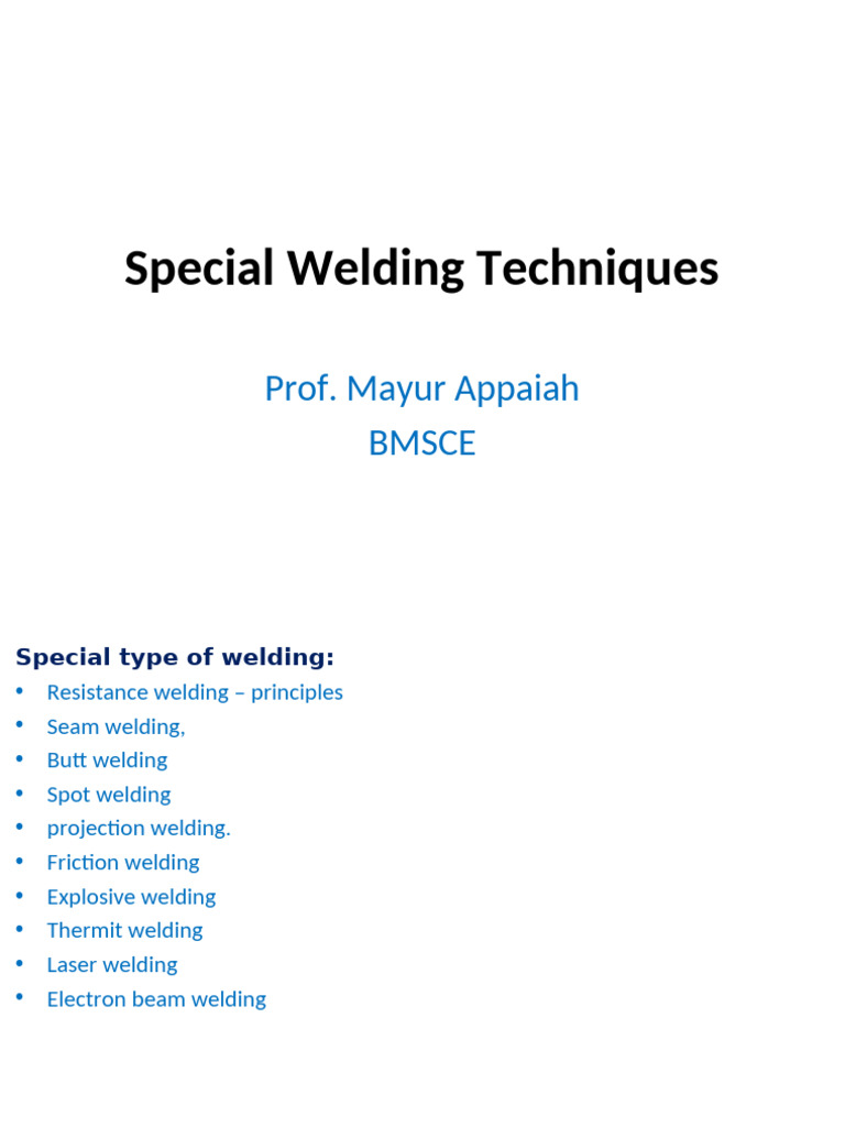 Unit 4 -Special Welding Processes | PDF | Welding | Construction