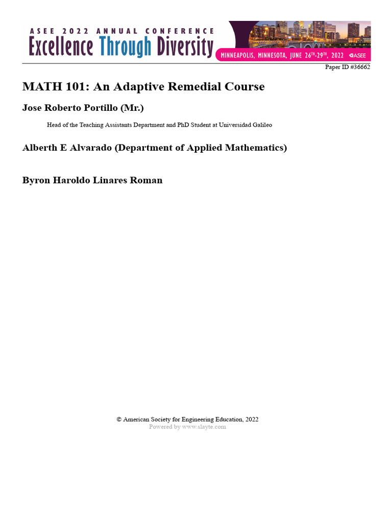 Math 101 an Adaptive Remedial Course | PDF | Mathematics | Equations