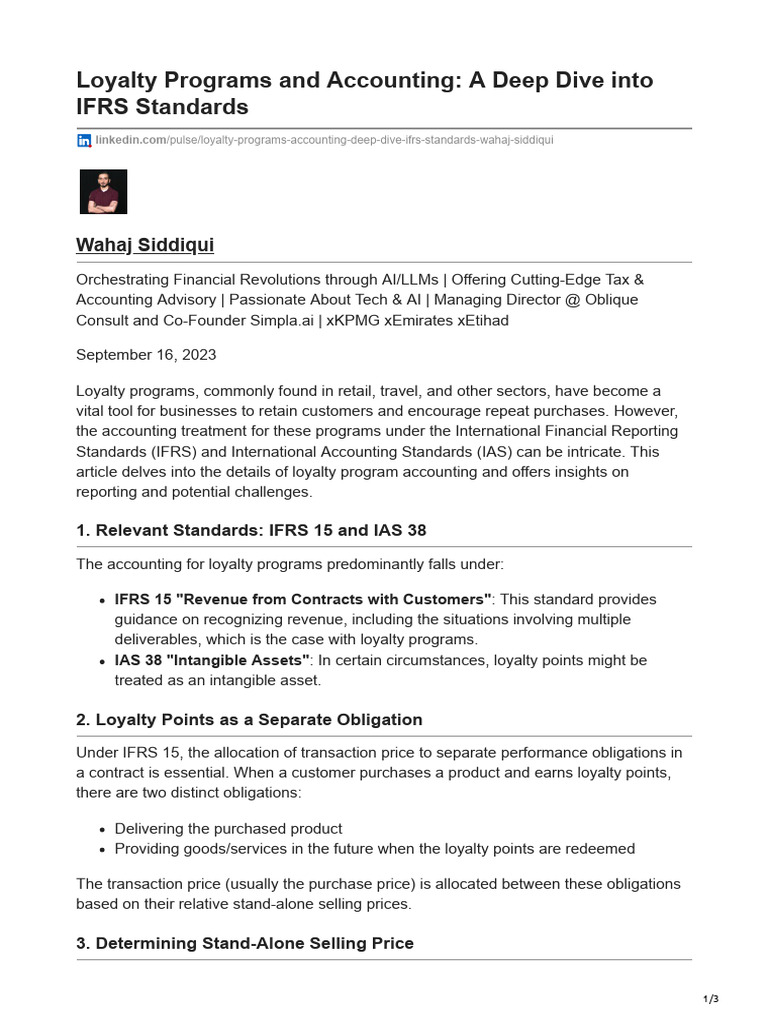 Linkedin - Com-Loyalty Programs and Accounting A Deep Dive Into IFRS Standards | PDF ...