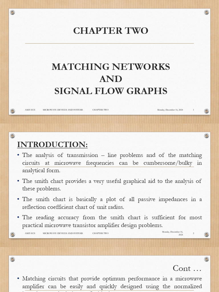 Chapter 2 (Part 1) Matching Networks and Signal Flow Graphs | PDF ...