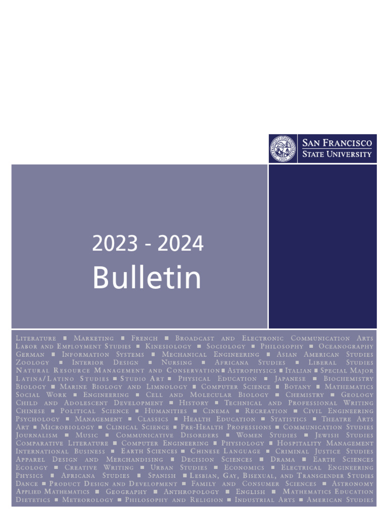SFSU Bulletin 2023-2024 Overview | PDF | English Studies | The Arts