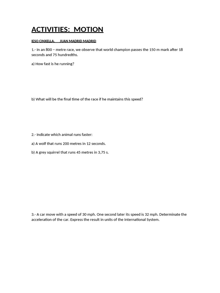 Activities Motion | PDF