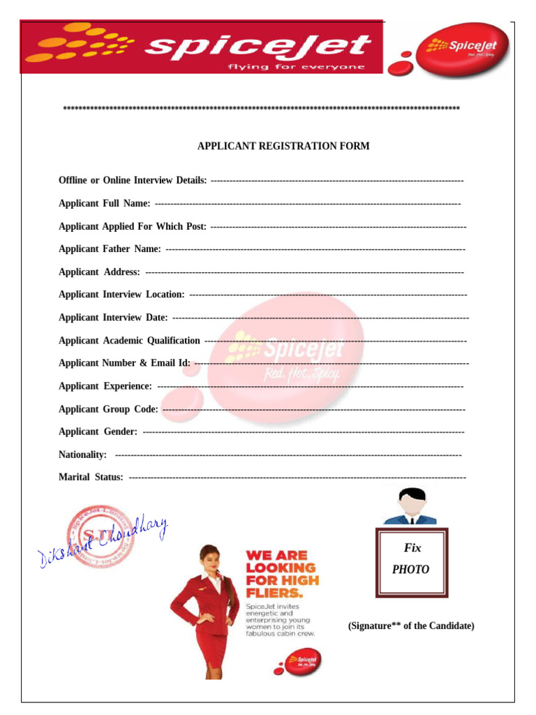 Applicant Registration Form Details | PDF