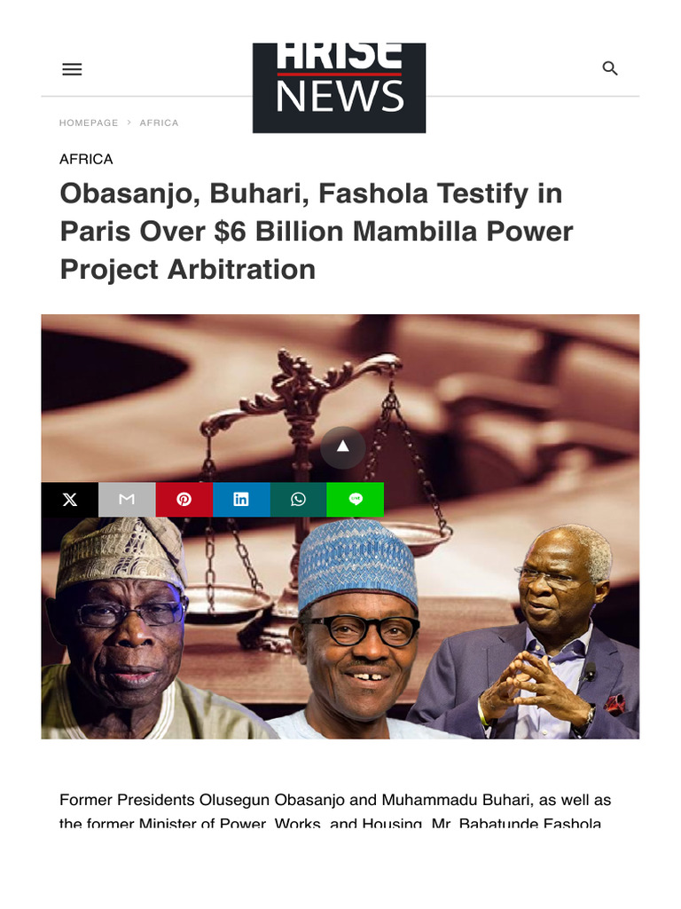 Obasanjo, Buhari, Fashola Testify in Paris Over $6 Billion Mambilla ...