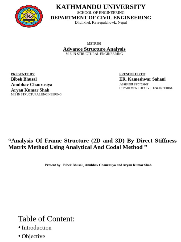presentation on 2D and 3D Frame | PDF | Structural Analysis | Bending