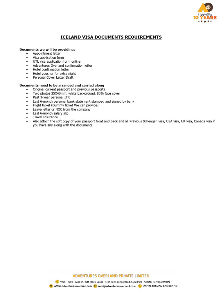 Iceland Visa Requirements | PDF
