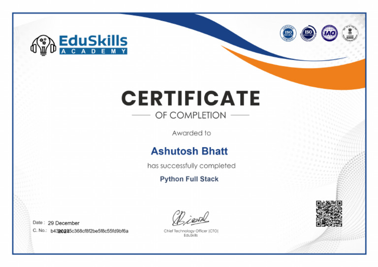 Python Full Stack Certificate Aicte | PDF
