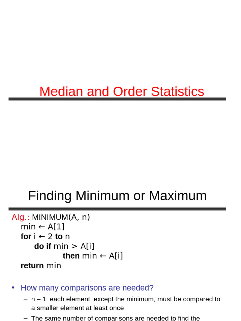 Lecture 5 - Median and Order Statistics - Quickselect | PDF | Computer ...