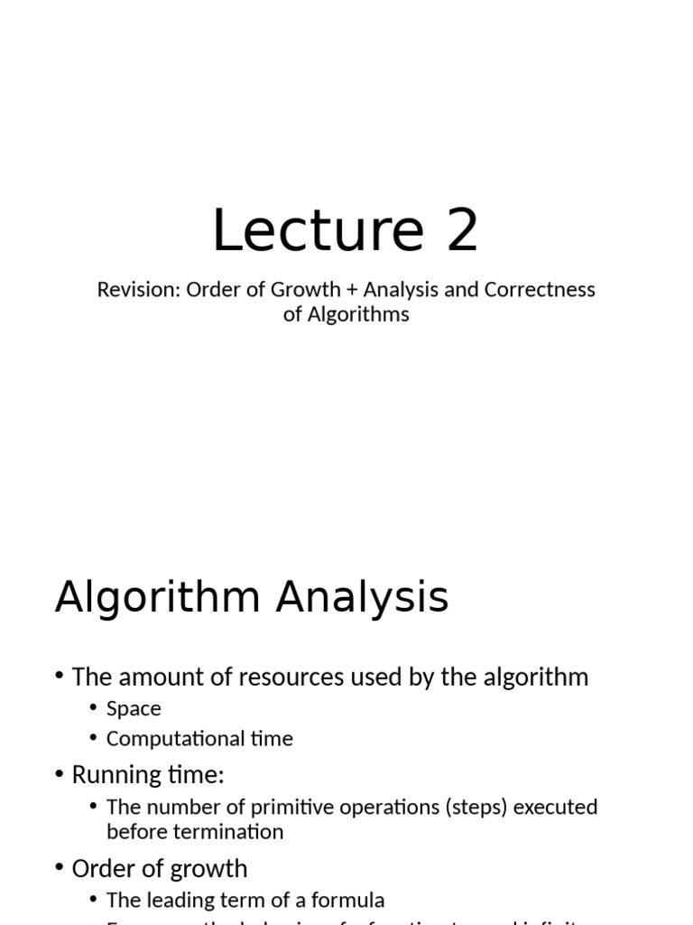 Lecture 2 - Sorting and Asymptotic Analysis | PDF | Control Flow | Mathematical Logic