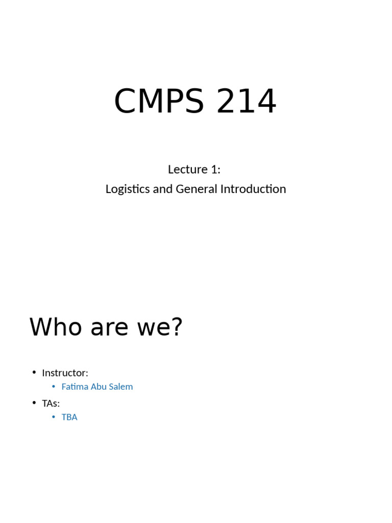 Lecture 1 - Introduction and Syllabus | PDF | Algorithms | Computer Programming