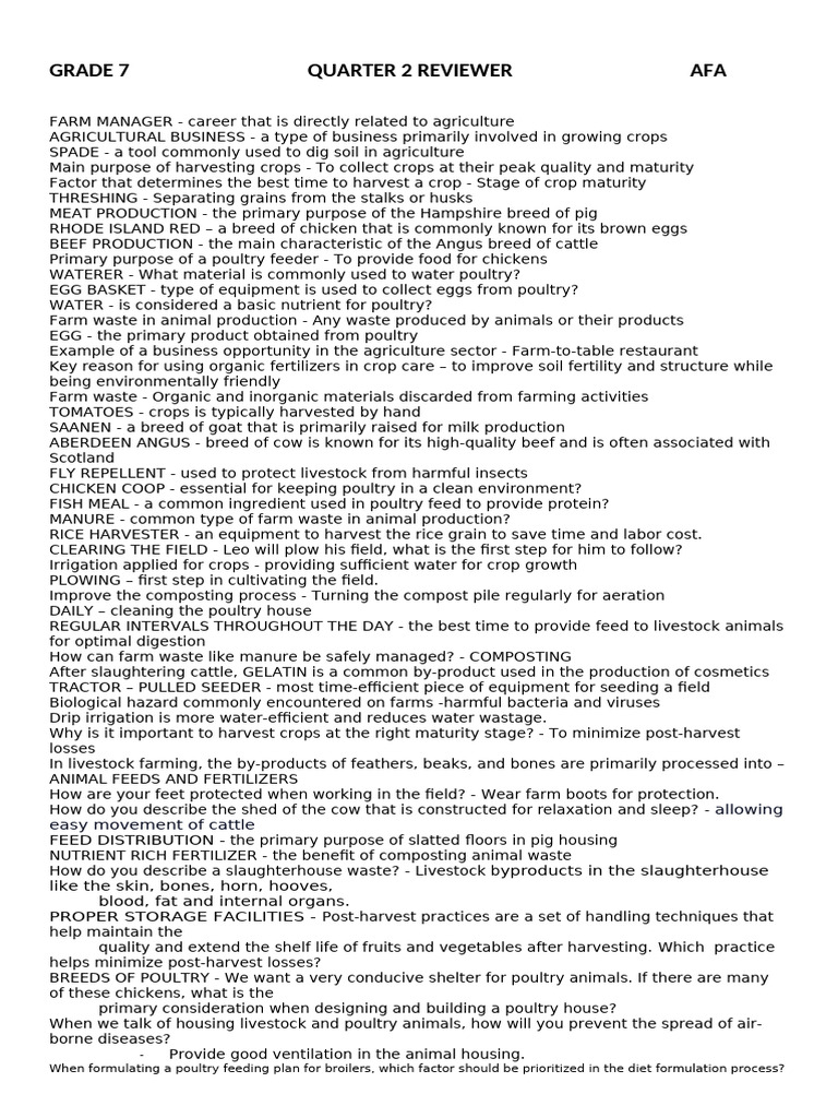 Tle Afa Quarter-2-Reviewer | PDF | Agriculture | Manure