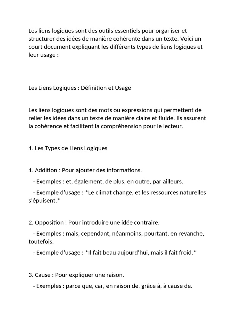 Liens Logiques : Types et Utilisation | PDF
