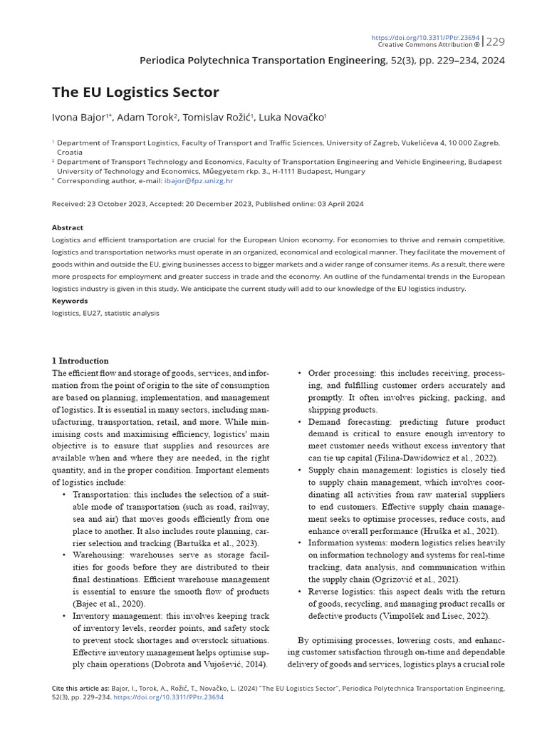 EU Logistics: Trends & Insights | PDF | Logistics | Supply Chain