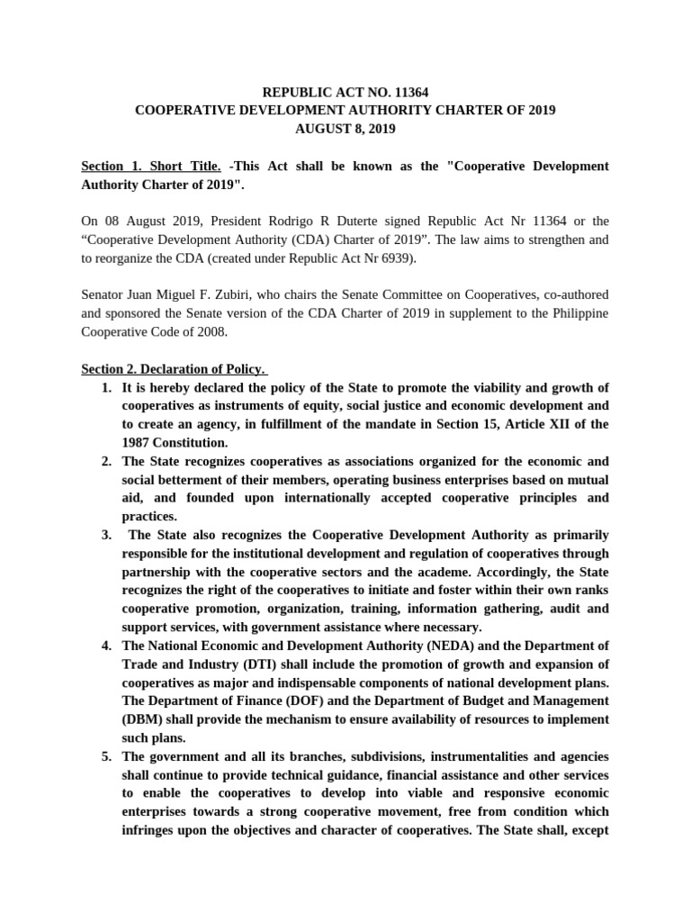 Ra 11364 - Cda Charter 2019 | PDF | Subpoena Duces Tecum