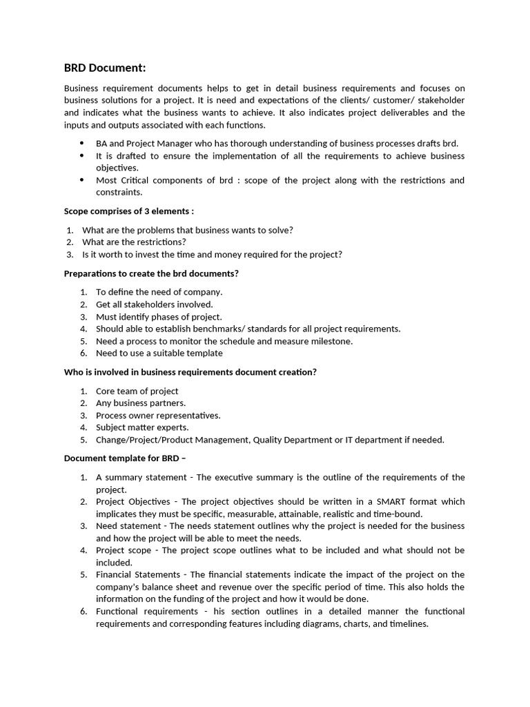 BRD Document | PDF | Business Process | Economies