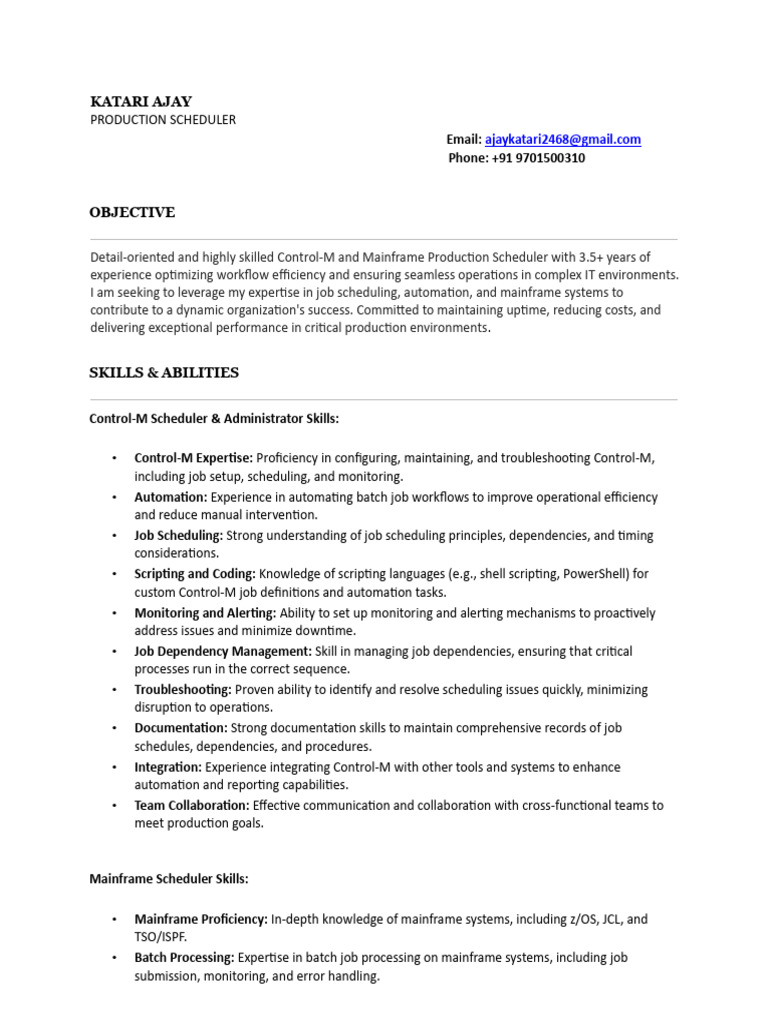 Control-M_Resume-1 | PDF | Automation | Scripting Language