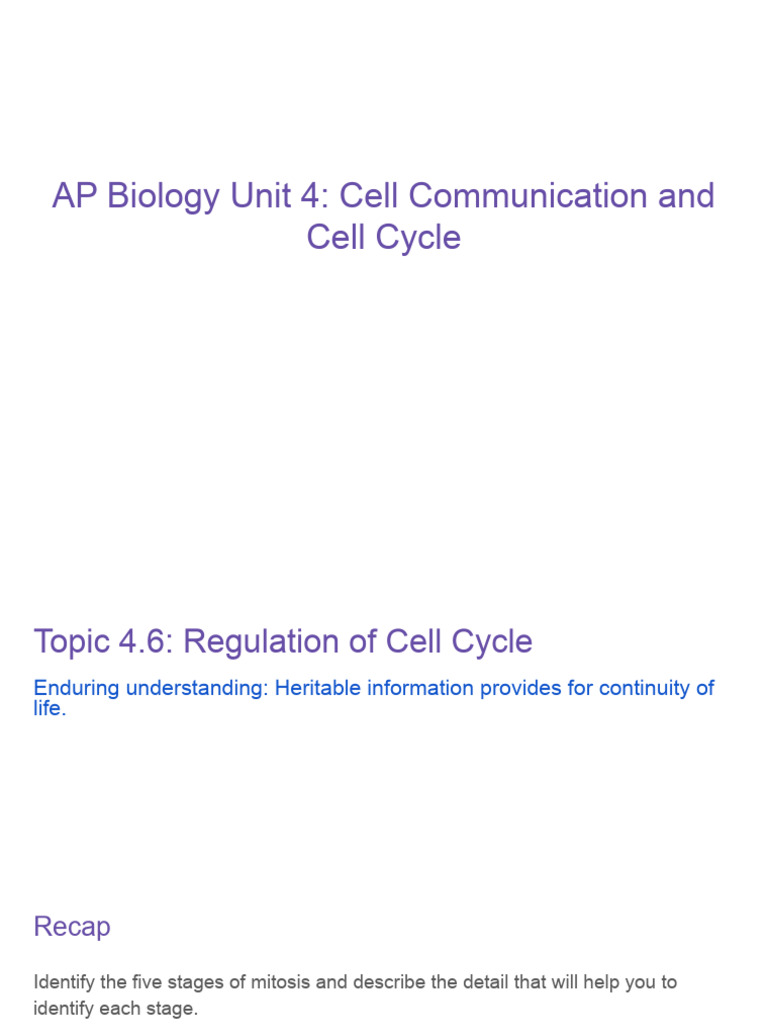 Unit 4 Chapter 12 Part 3 Supplemental Slides | PDF | Cell Cycle | Cell Biology