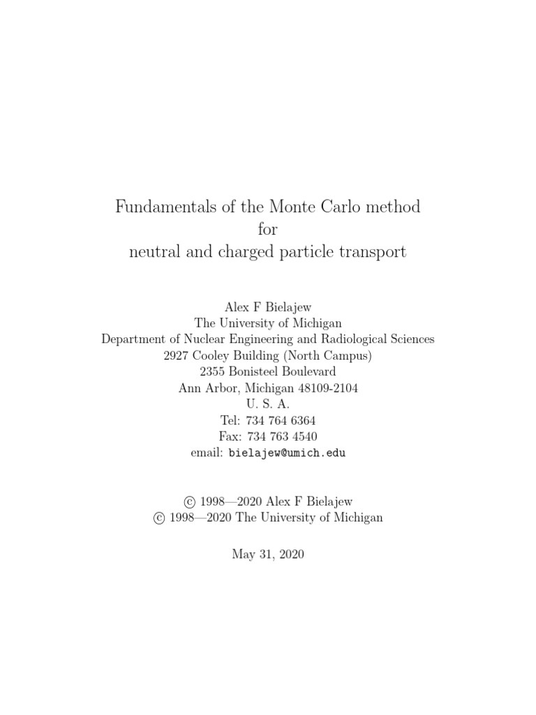 MCbook | PDF | Monte Carlo Method | Electron