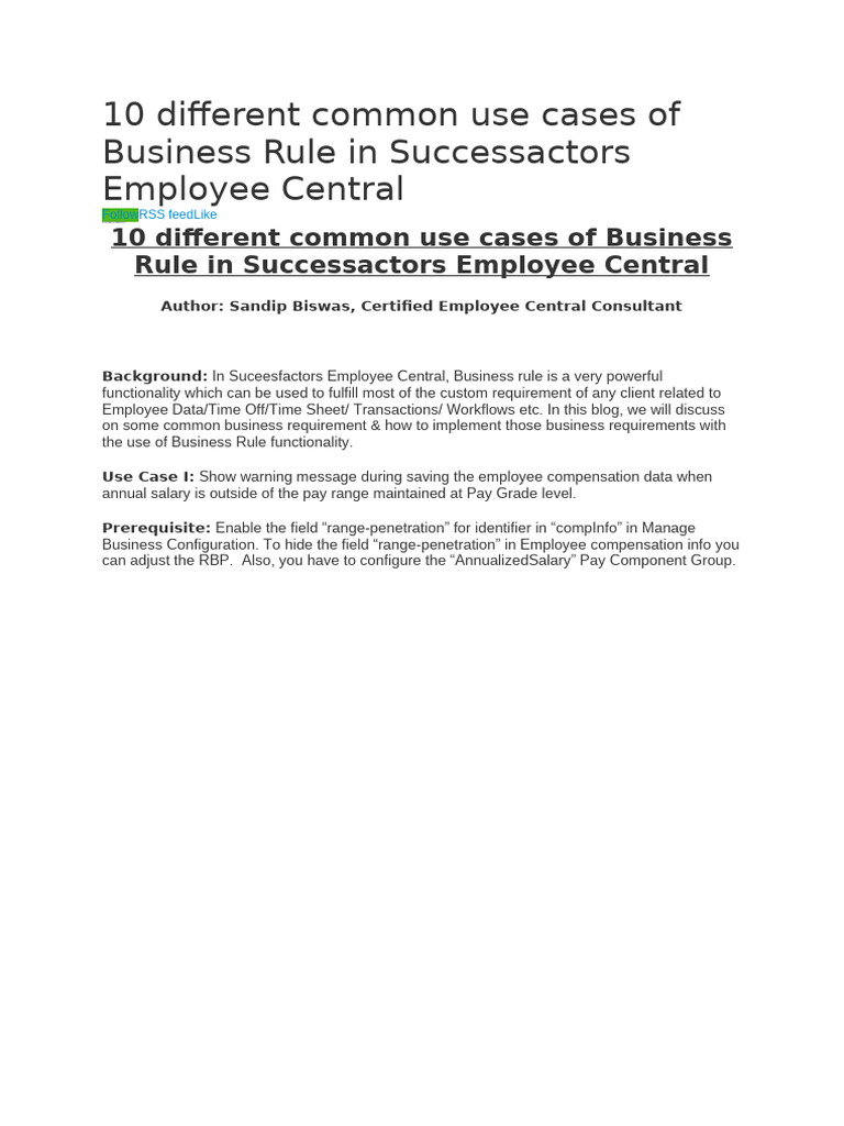 10 different common use cases of Business Rule in Successactors Employee Central | PDF ...