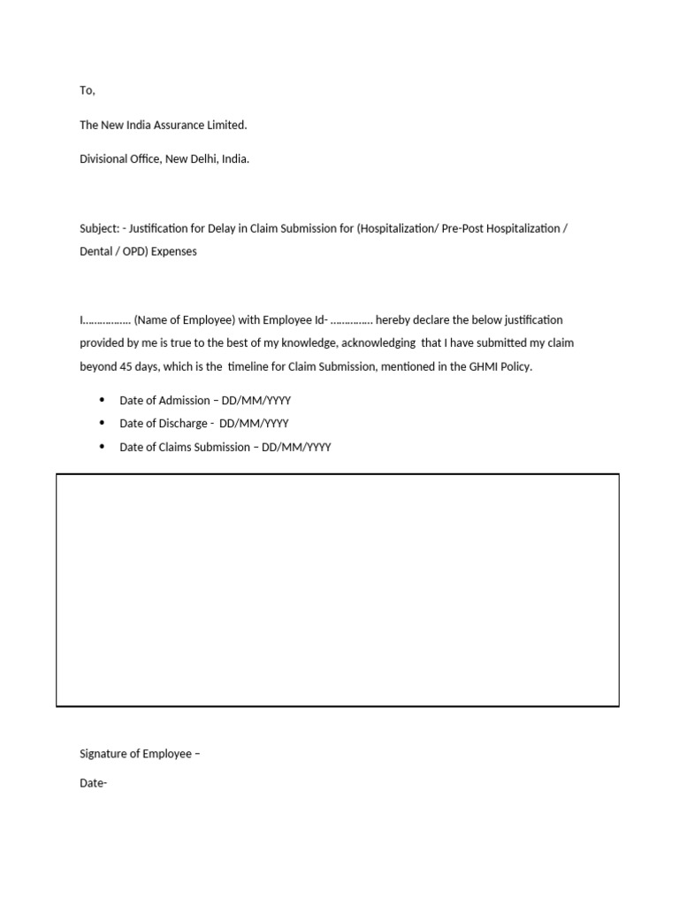 Delay Justification for Claim Submission | PDF