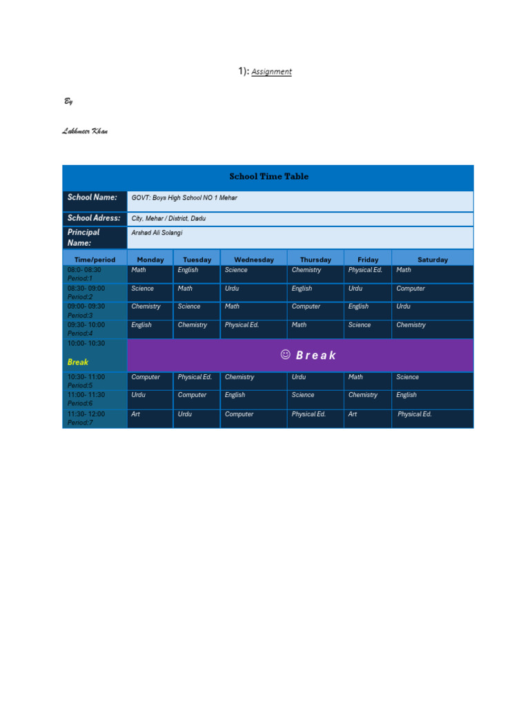 Time Table | PDF