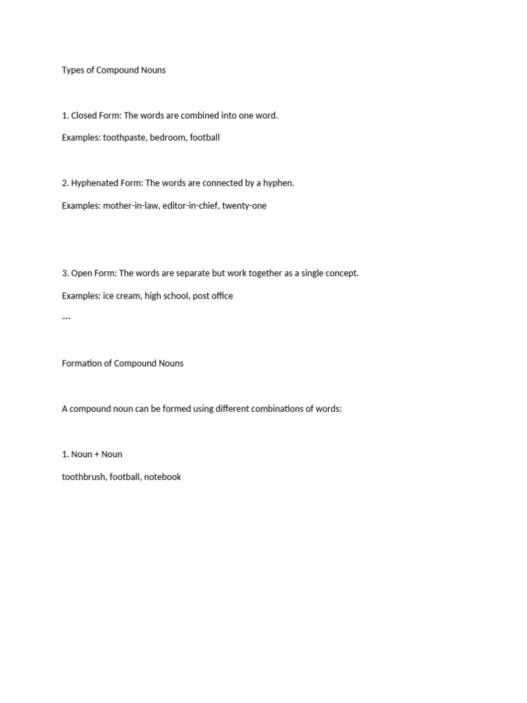 Compound Noun Types Explained | PDF