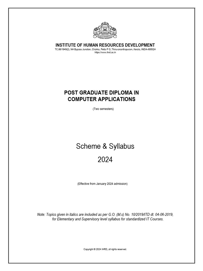 Pgdca Syl2024 Doc Final As On 09 01 2024 | PDF | Relational Database ...