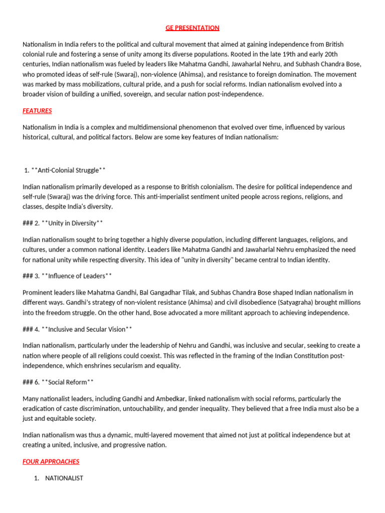 Approaches To Nationalism | PDF | Indian Independence Movement ...