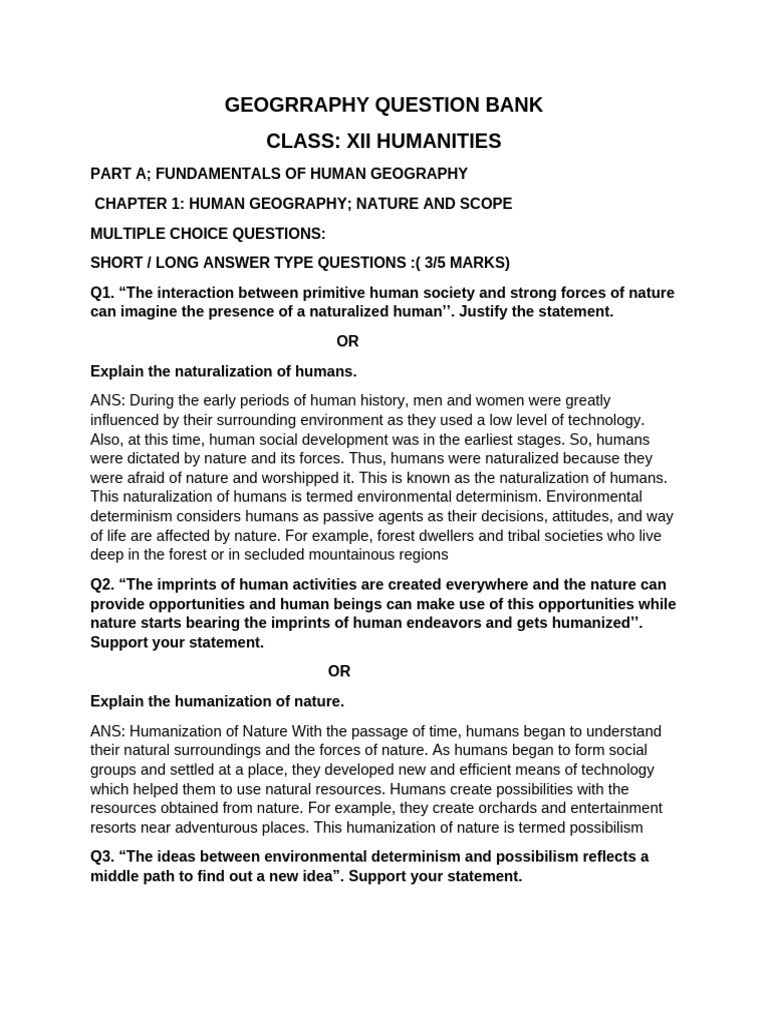 Geography Question Bank Class Xii | PDF | Livestock | Agriculture