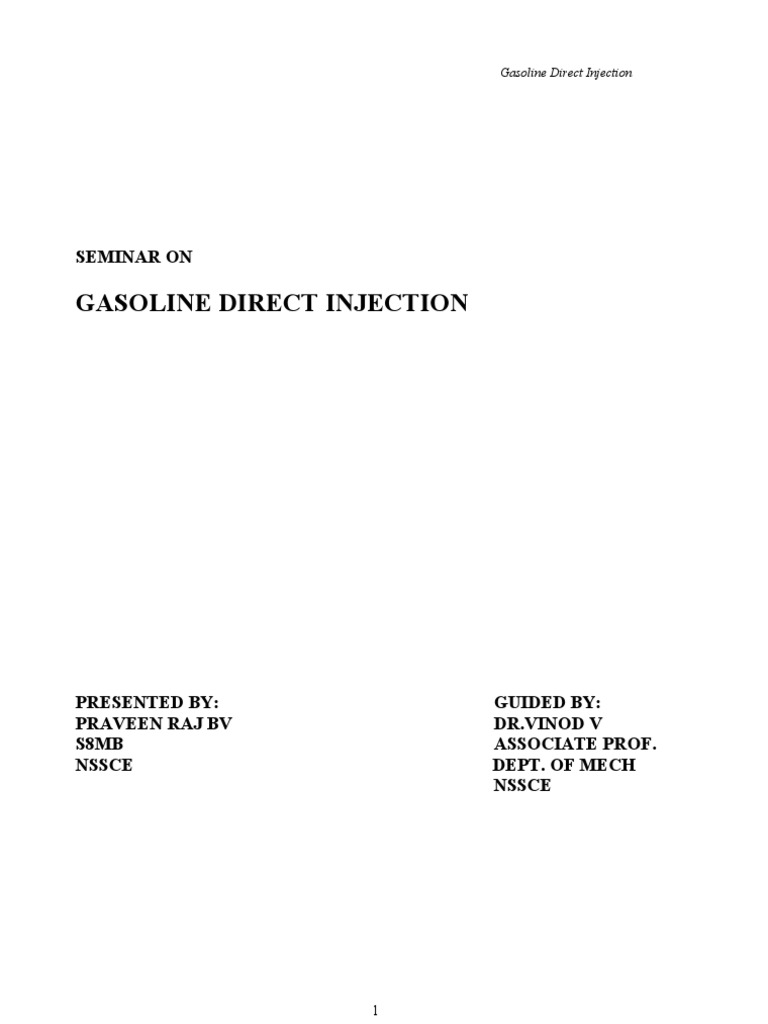 Gasoline Direct Injection | PDF | Fuel Injection | Internal Combustion ...