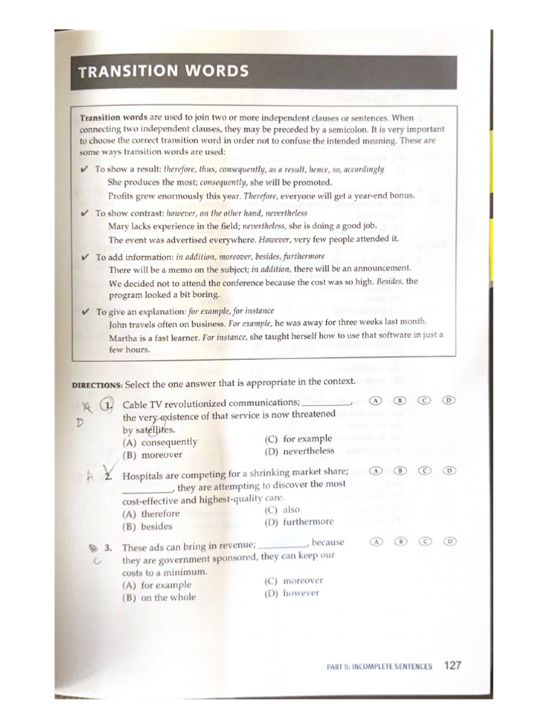 142 Advanced__TRANSITION WORDS | PDF