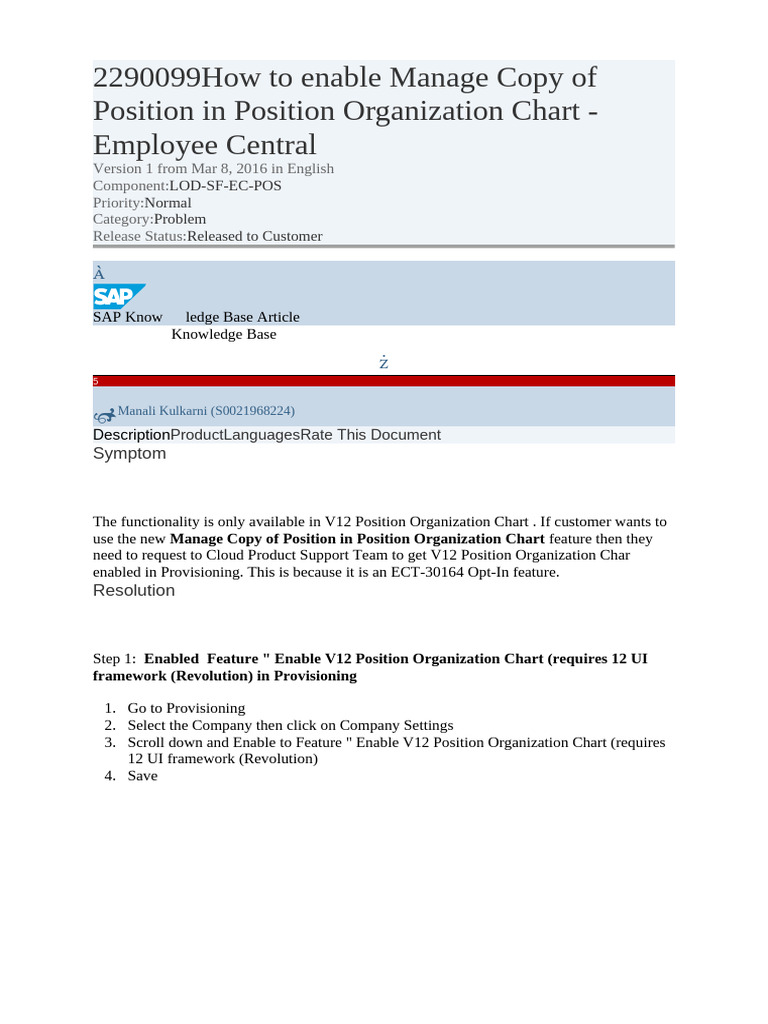 Enable V12 Position Org Chart | PDF