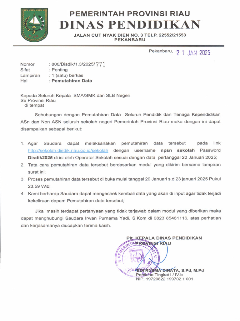 Surat Pemutakhiran Data | PDF