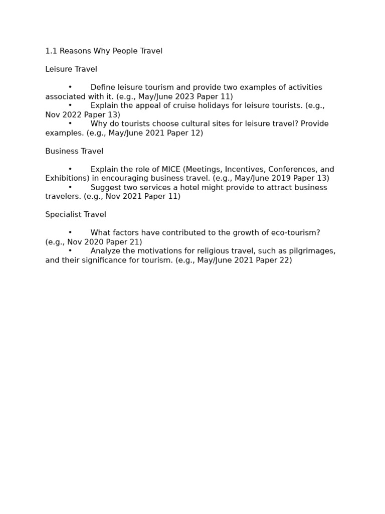 Reasons Why Pepole Travel PPQ | PDF