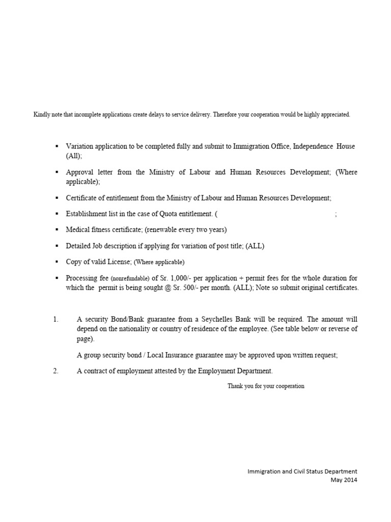 Checklist Application Variation GOP | PDF | Passport | Human Resources